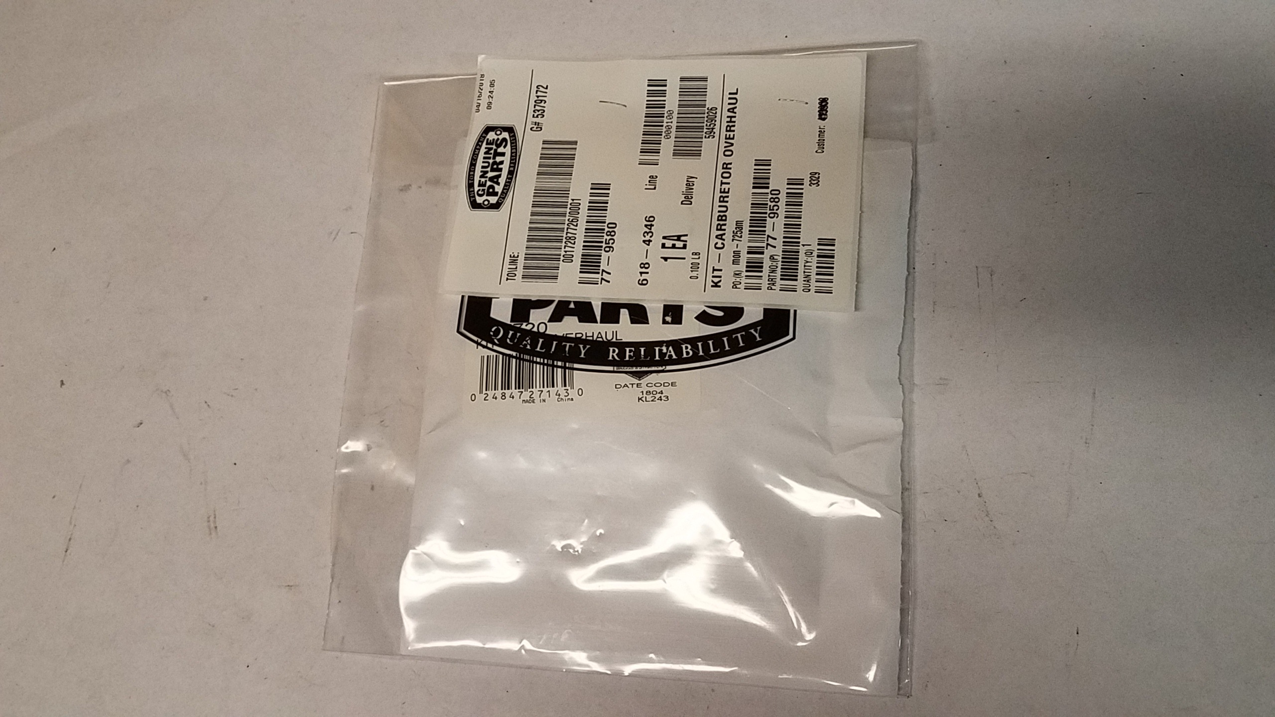 Toro 77-9580 Carburetor Overhaul Kit OEM for sale online | eBay